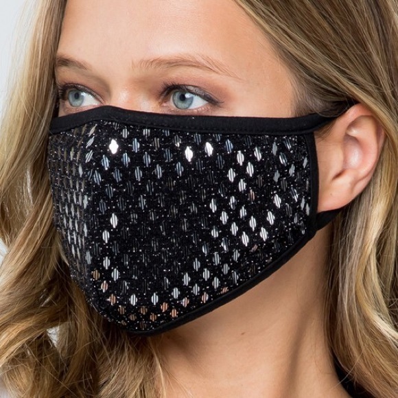 Accessories | Diamond Black Protective Face Mask | Poshmark